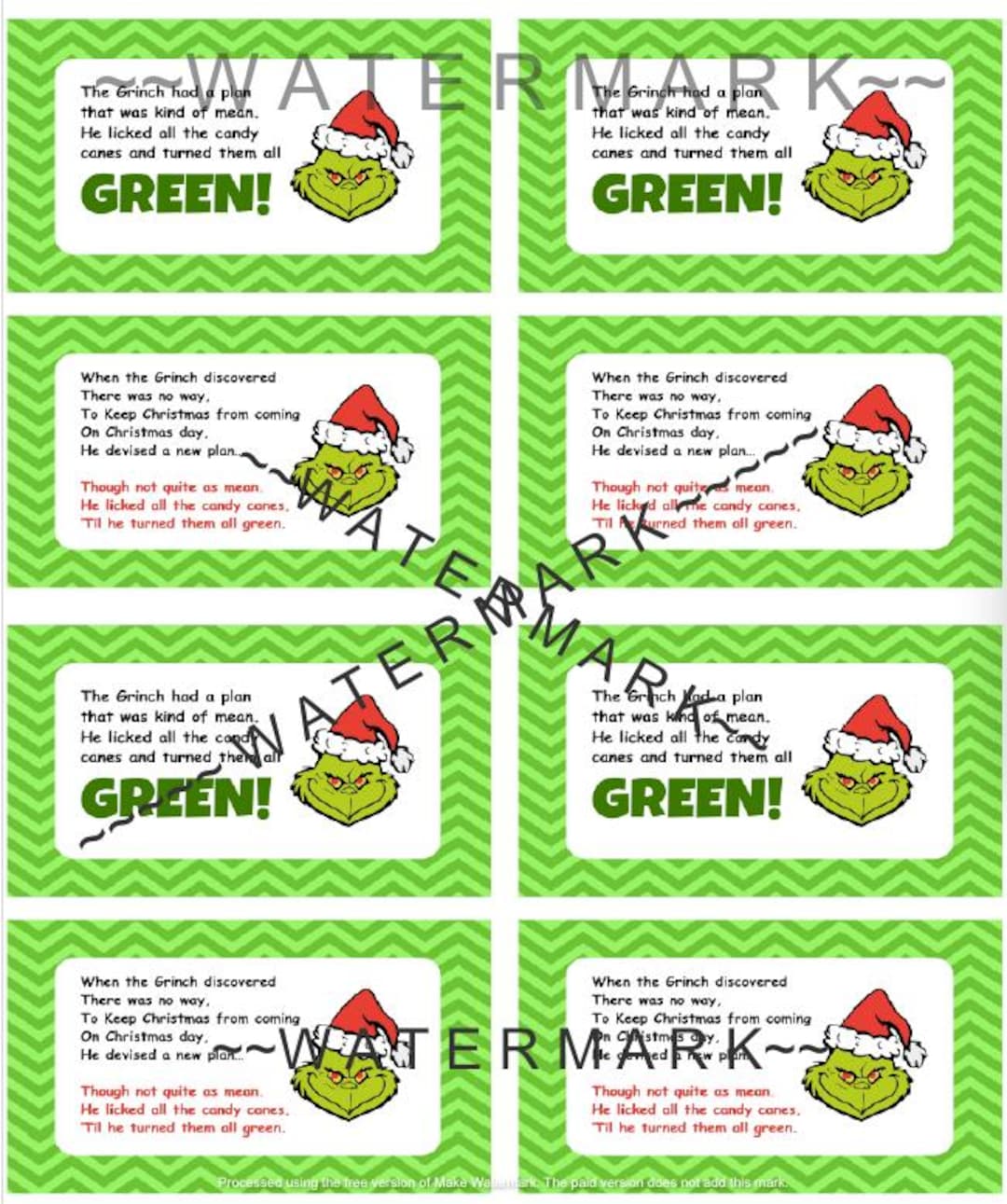 Grinch Candy Cane Tags Printablechristmas Tag for Candy Canescandy Cane ...