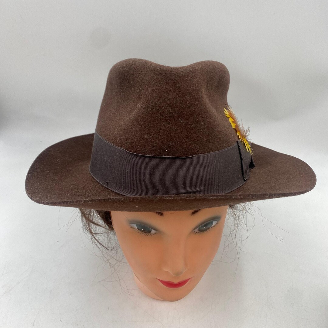 Vintage Custom Made Bee Hats Master Hatters Futura II Size 7.25 Brown ...