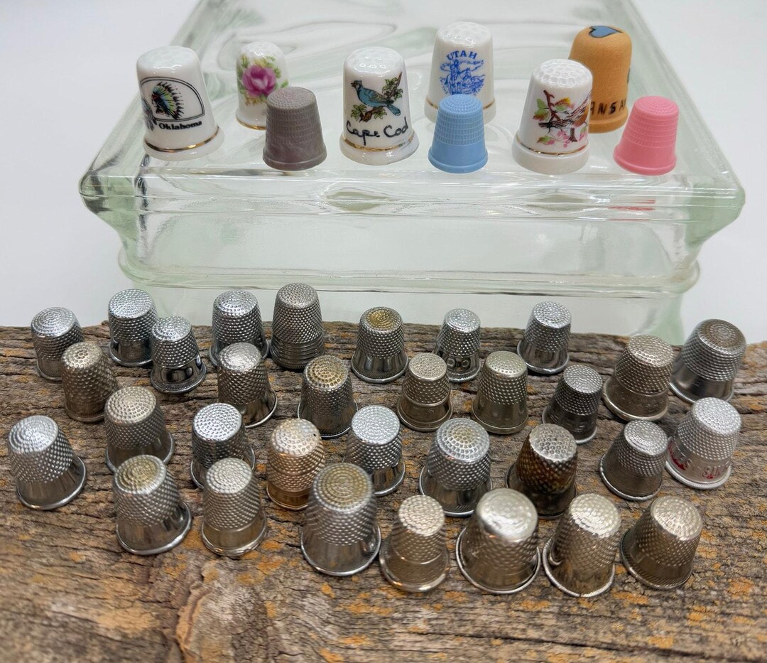 Lot of 40 Thimbles Porcelain & Metal Thimbles,thimble Lot Mixed Metals ...