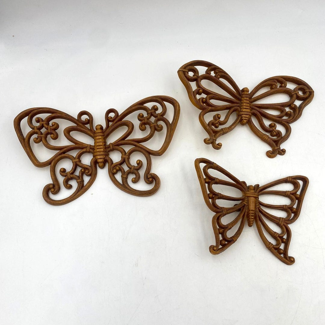 Vintage 1970's Resin Dart Homco Butterfly Wall Decor, Set of Three ...
