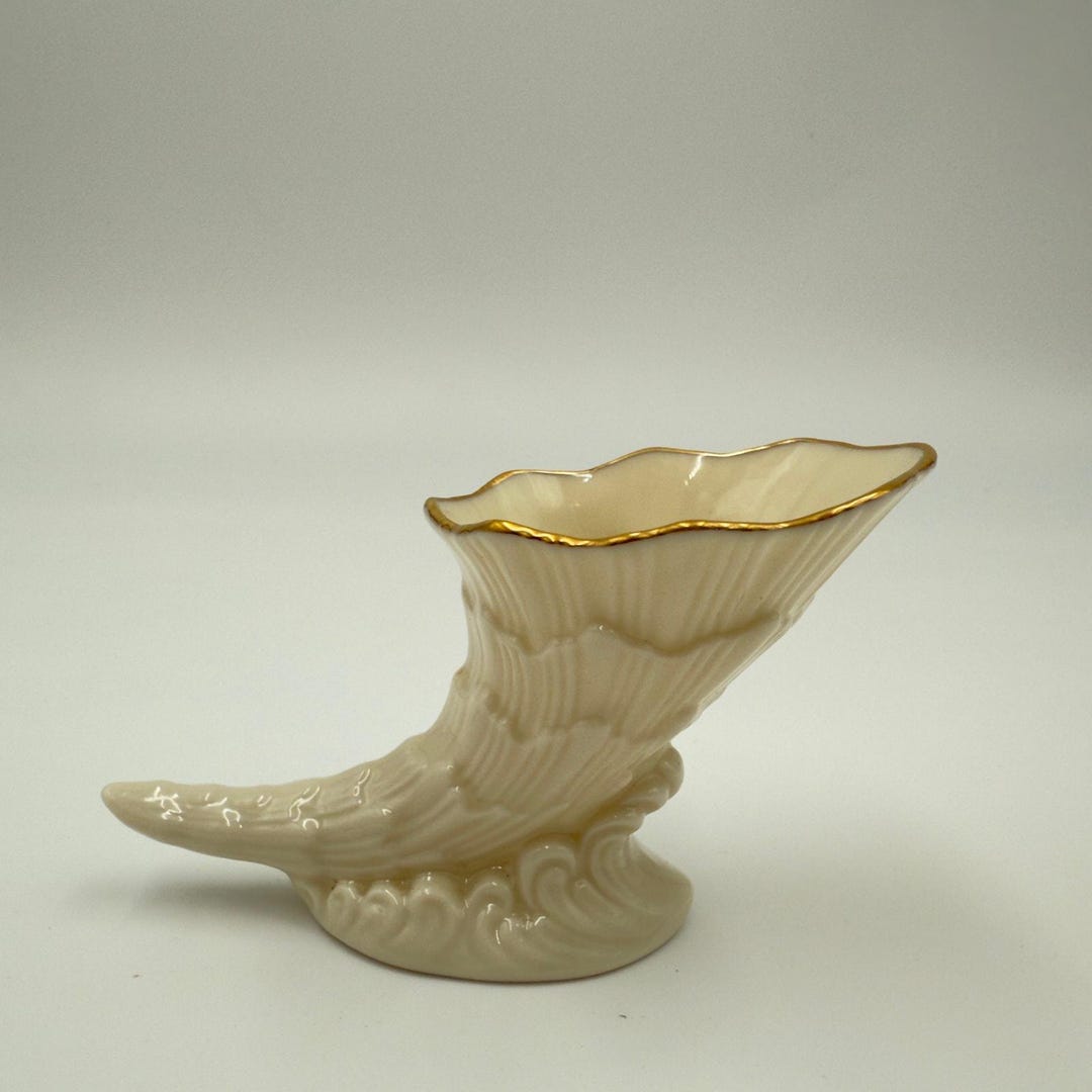 Vintage Lenox Cornucopia Small Vase Cream and Gold Trim Lenox Bud Vase ...
