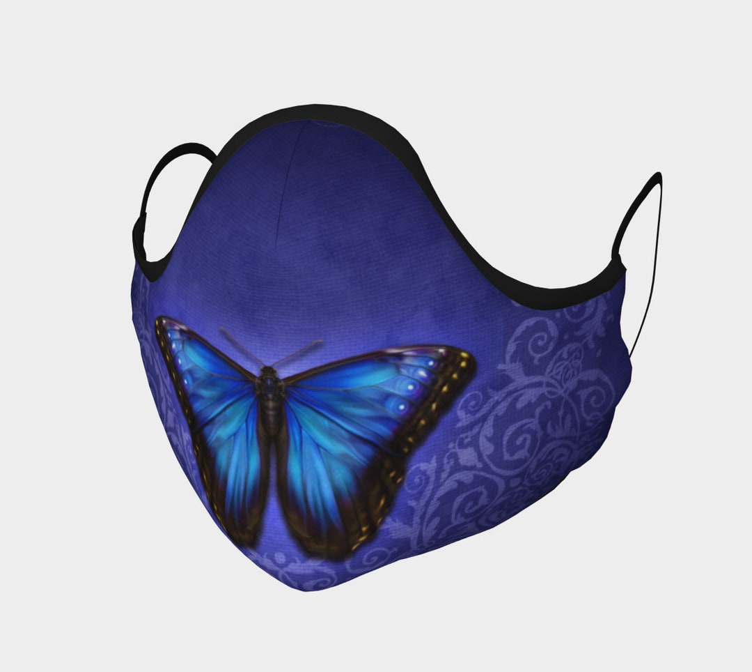 Blue Morpho Butterfly Damask Mask - Etsy