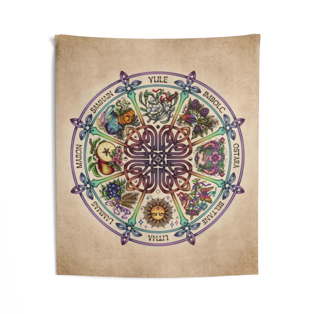 Wall Tapestry | Wall Decor | Wall Art | Wheel of the Year Color Pagan ...