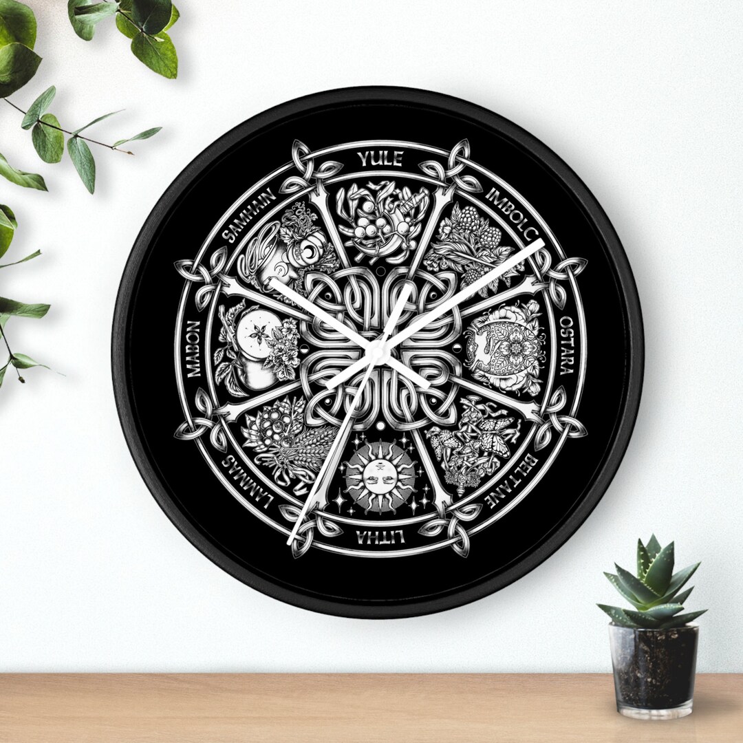 Wheel of the Year Black and White Wall Clock - Etsy