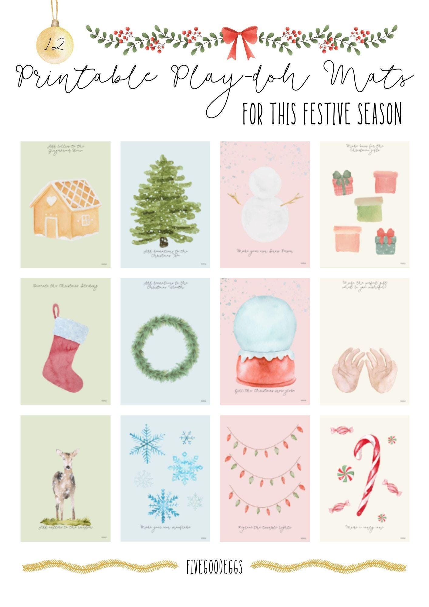 Christmas Play Dough Mats, Digital Download, Holiday Activity ...