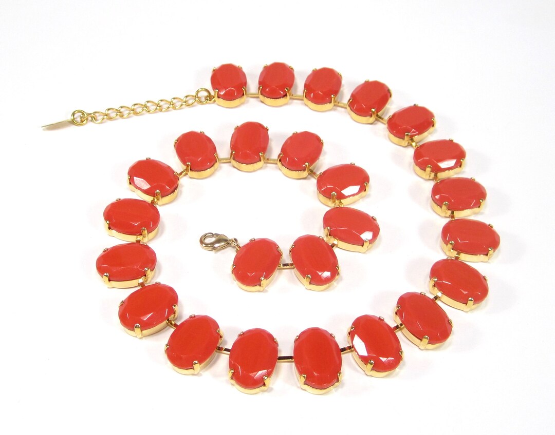 Banger Summer Necklace Orange Gold Collier Necklace Chain Bohemia Glass ...