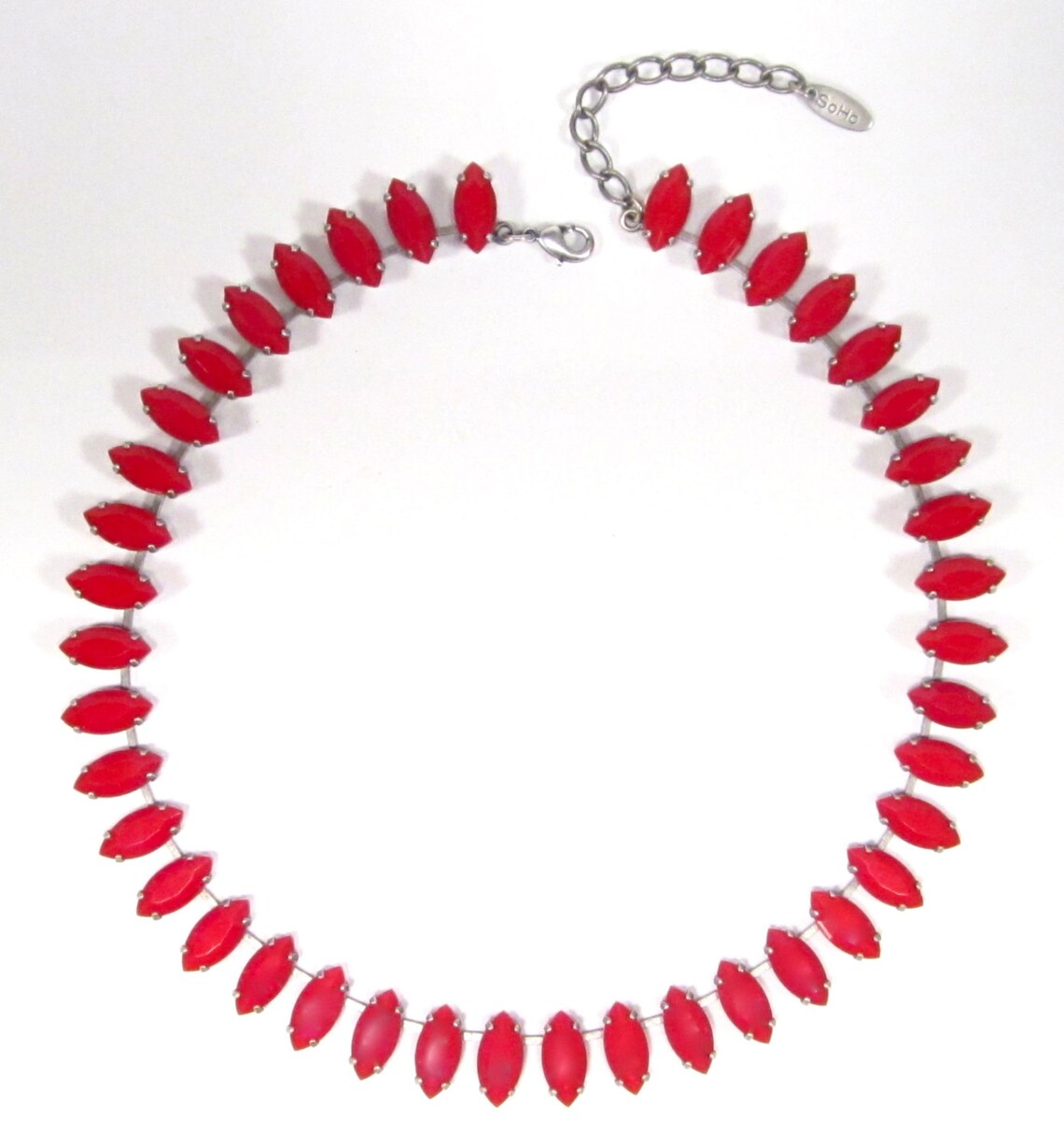 Soho® Cherry Red Necklace Choker With Vintage Bohemia Navette, Handmade ...