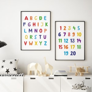 Set of 2 Prints, Alphabet Print, ABC Poster, 123 Print, Number Poster ...
