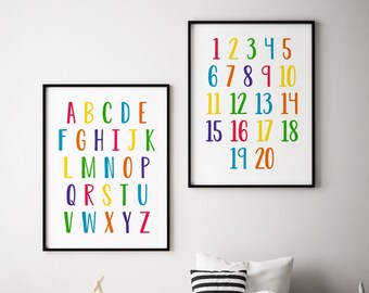 Set of 2 Prints Download Alphabet Print ABC Poster 123 | Etsy