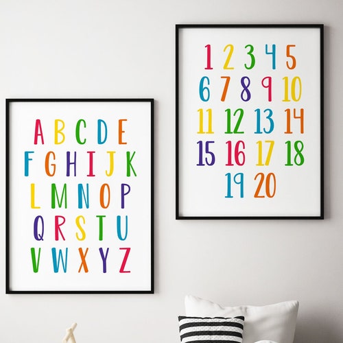 Set of 2 Prints Alphabet Print ABC Poster 123 Print Number - Etsy