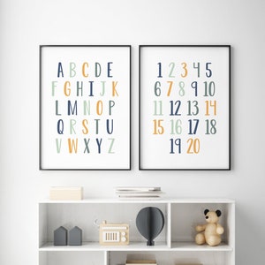 DIGITAL FILES, Alphabet Poster, Alphabet Print, Number Poster, Number ...