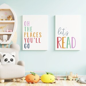 DIGITAL FILES, Set of 2 Playroom Prints, Let's Read Print, Oh the ...