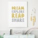 DIGITAL FILE, Dream Explore Read Share Print, Nursery Print, Nursery ...
