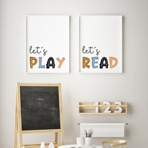 DIGITAL FILES, Set of 2 Prints, Let's Play, Let's Read, Playroom Prints ...