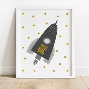 Dream Big Printable, Rocket Ship Wall Art, Rocket Ship Print, Space ...
