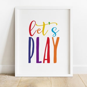 Let's Play Print, Let's Play Sign, Playroom Wall Art, Playroom Print ...