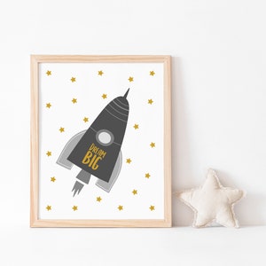 Dream Big Printable, Rocket Ship Wall Art, Rocket Ship Print, Space ...