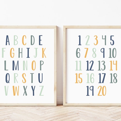 DIGITAL FILES Alphabet Poster Alphabet Print Number Poster - Etsy
