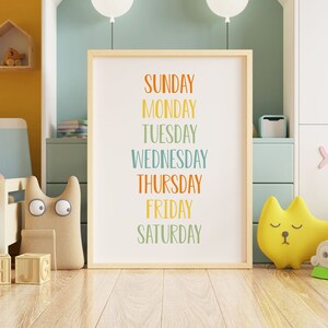 DIGITAL FILE, Days of the Week Printable, Days of the Week Chart ...