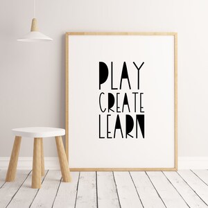 Play Create Learn Printable, Playroom Printable, Nursery Printable ...