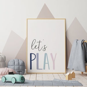 Let's Play Printable, Playroom Wall Art, Playroom Decor, Kids Room ...