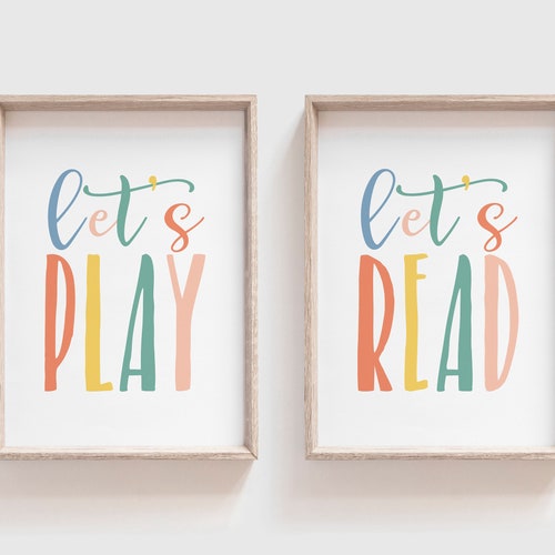 Let's Play Read Learn Playroom Wall Art Set of 3 - Etsy