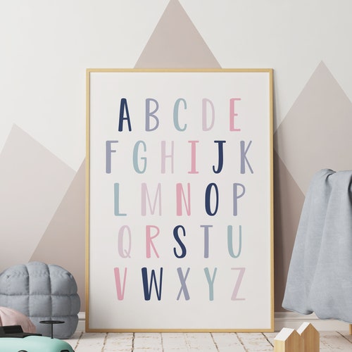Alphabet Poster ABC Wall Art Alphabet Print Nursery Decor - Etsy