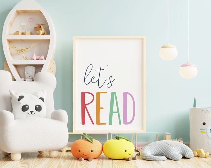 Lets Read Wall Art for Kids Book Nook Reading Corner Quote Playroom ...
