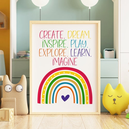 Create Dream Inspire Play Explore Learn Imagine Classroom | Etsy
