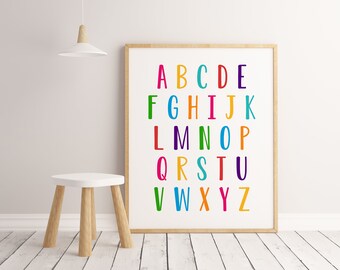 Alphabet Poster ABC Wall Art Alphabet Print Nursery Decor | Etsy