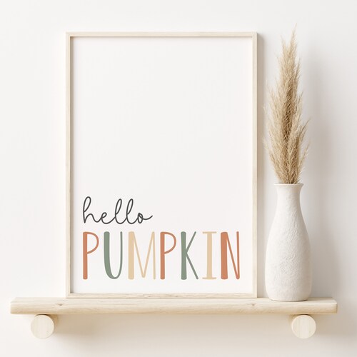 Hello Pumpkin Fall Print Fall Printable Art Rustic Fall - Etsy