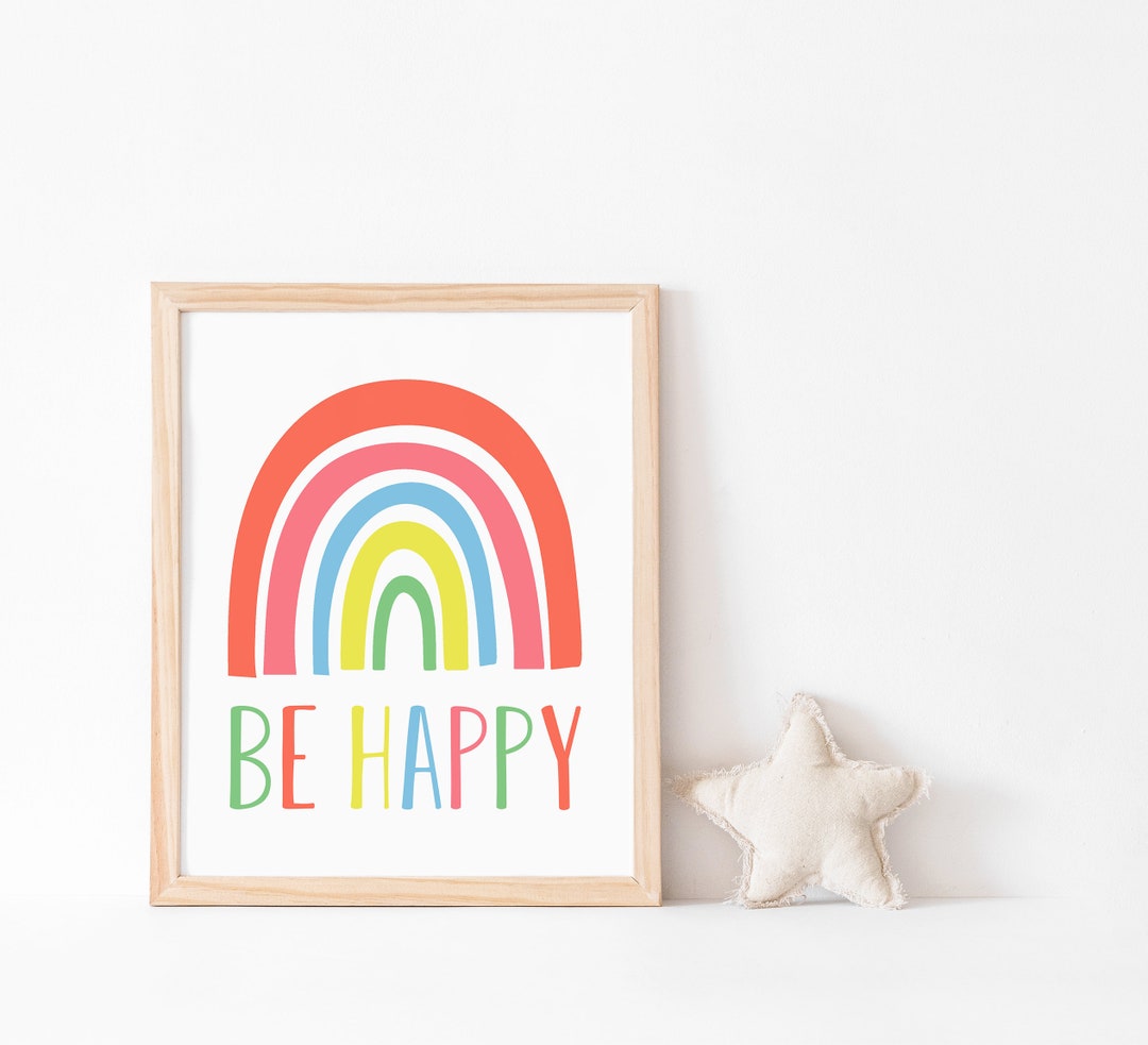 Be Happy Print, Playroom Wall Art, Playroom Print, Toddler Room Prints ...