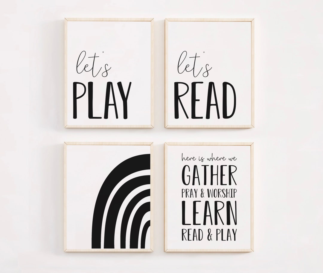 DIGITAL FILES, Set of 4 Playroom Prints, Kids Room Decor, Let's Play ...