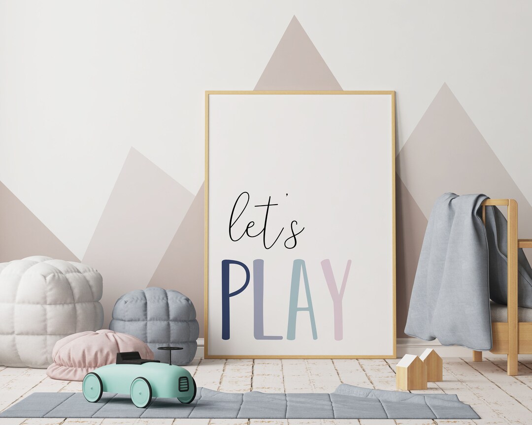 Let's Play Printable, Playroom Wall Art, Playroom Decor, Kids Room ...