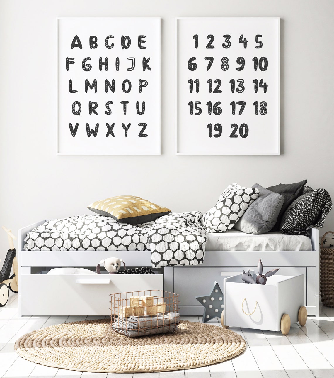 Alphabet Poster ABC Wall Art Alphabet Print Nursery Decor - Etsy