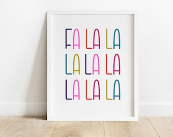 Printable Fa La La La La Handwritten Artwork // Typography - Etsy