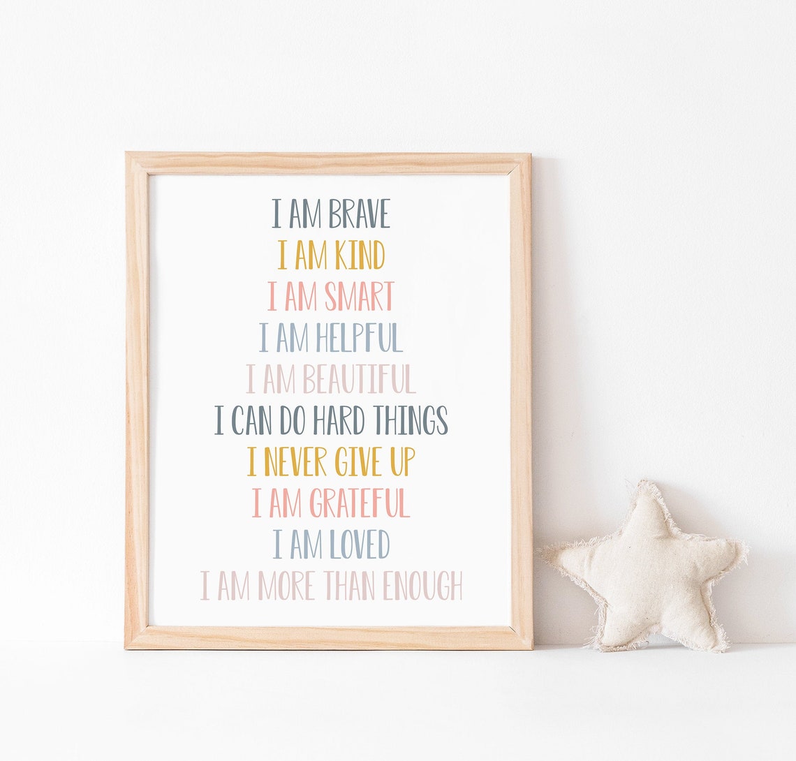 DIGITAL FILE Words of Affirmation Wall Art I Am Quotes | Etsy