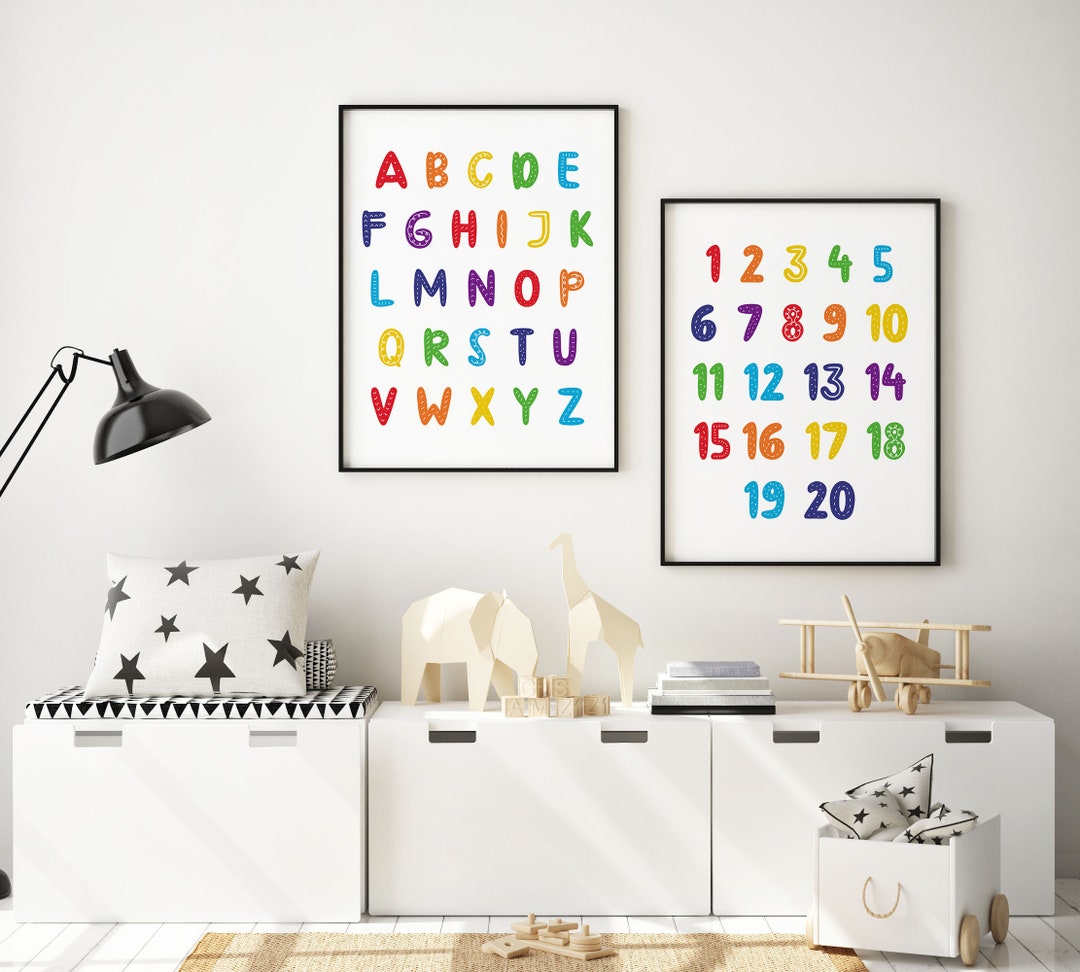Set of 2 Prints, Alphabet Print, ABC Poster, 123 Print, Number Poster ...