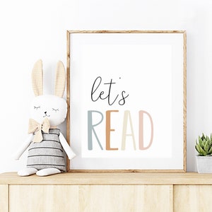 DIGITAL FILE, Let's Read Print, Let's Read Sign, Let's Read Wall Decor ...