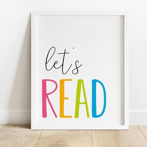 Let's Read Printable, Reading Nook Decor, Classroom Printable ...