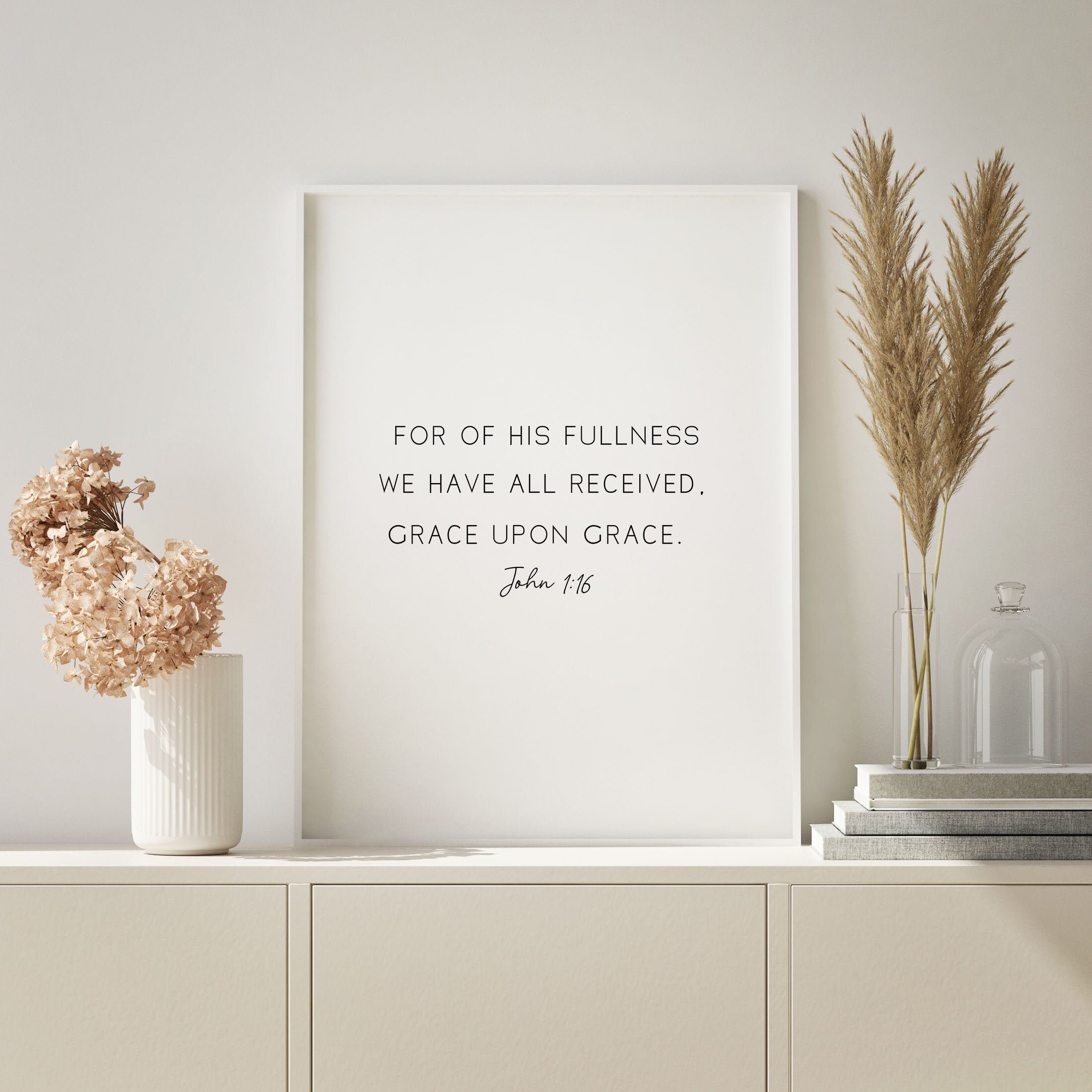 Grace Upon Grace Wall Art Modern Bible Verse Wall Art Bible | Etsy