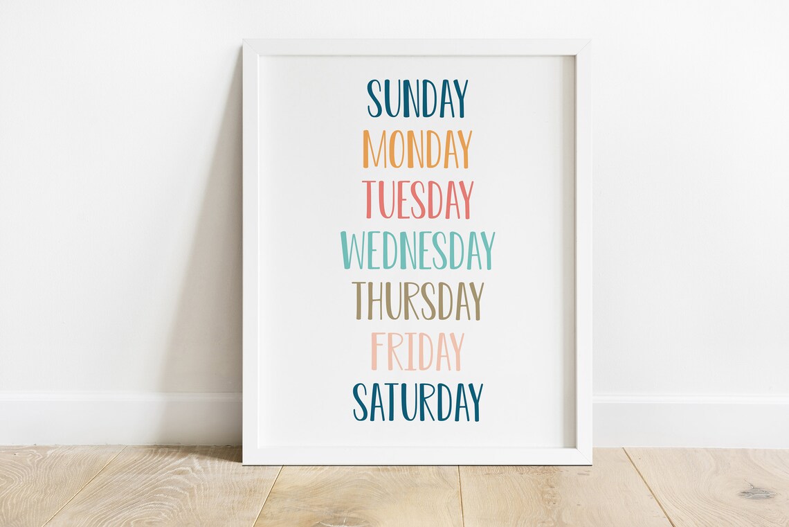 DIGITAL FILE Days of the Week Printable Days of the Week - Etsy