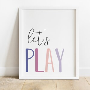 Set of 3 Playroom Printables, Kids Room Decor, Let's Play Print, Let's ...