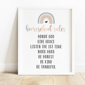 DIGITAL FILE, Homeschool Rules, Homeschool Wall Art, Homeschool Rules ...