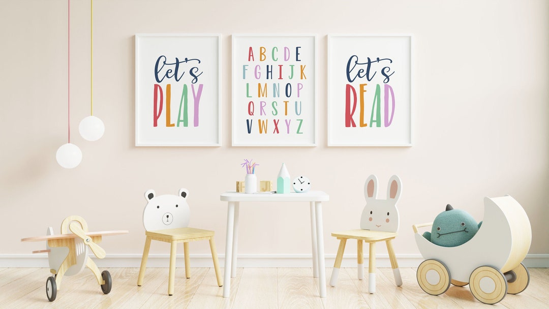 DIGITAL FILES, Set of 3 Playroom Prints, Playroom Decor, Let's Play ...