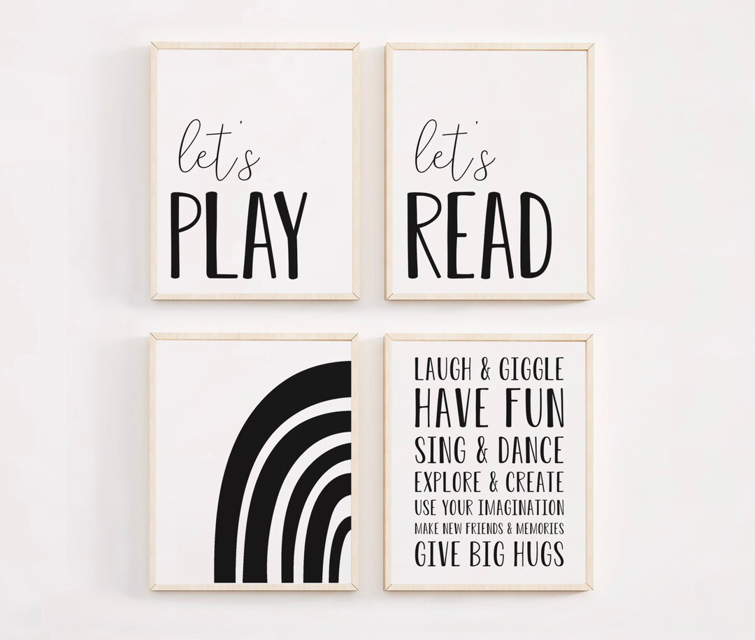 DIGITAL FILES, Set of 4 Playroom Prints, Kids Room Decor, Let's Play ...
