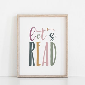 Let's Read Print, Reading Print for Children, Playroom Wall Art ...
