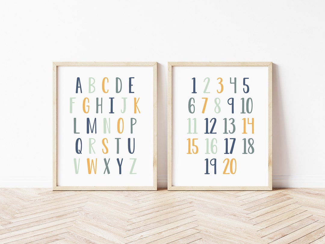 DIGITAL FILES, Alphabet Poster, Alphabet Print, Number Poster, Number ...