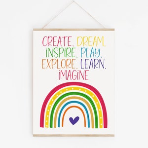 Create Dream Inspire Play Explore Learn Imagine, Classroom Prints ...