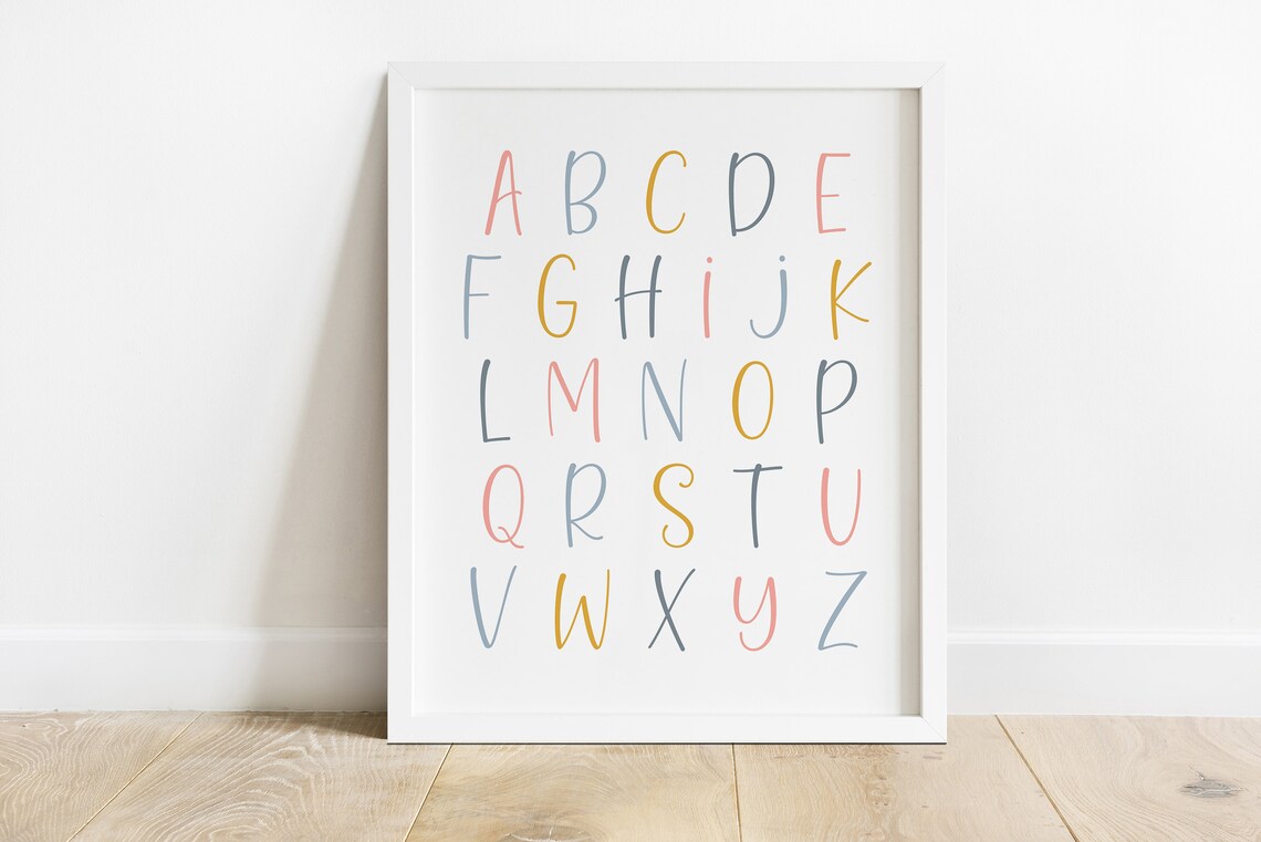 Alphabet Poster ABC Wall Art Alphabet Print Nursery Decor - Etsy